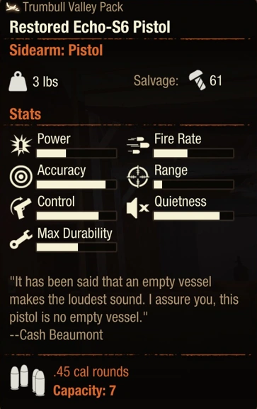 Restored Echo-S6 Pistol | State of Decay 2 Wiki | Fandom