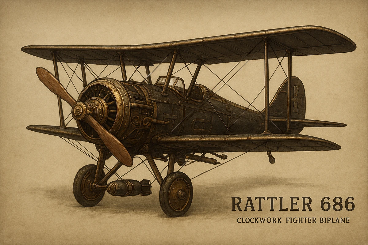 Rattler 686 Clockwork Fighter Biplane | Steampunk Multiverse Wiki | Fandom