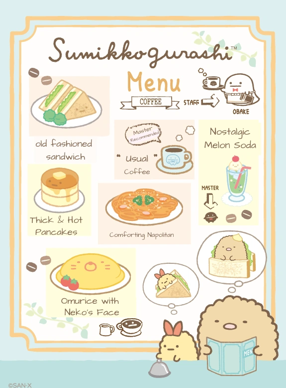 Sumikko Cafe Menu | Sumikko Gurashi Wiki | Fandom