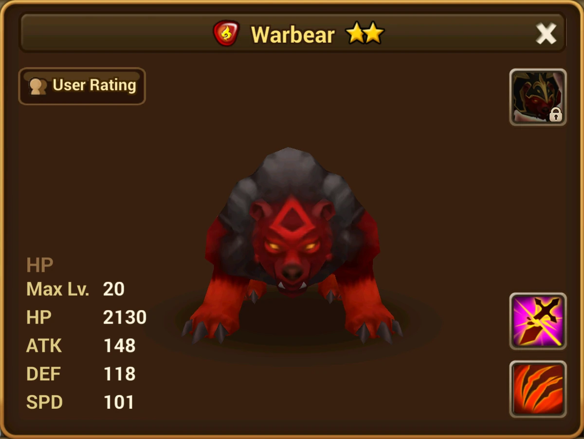 Warbear (Fire) - Ursha/Gallery and trivia | Summoners War Sky Arena Wiki | Fandom
