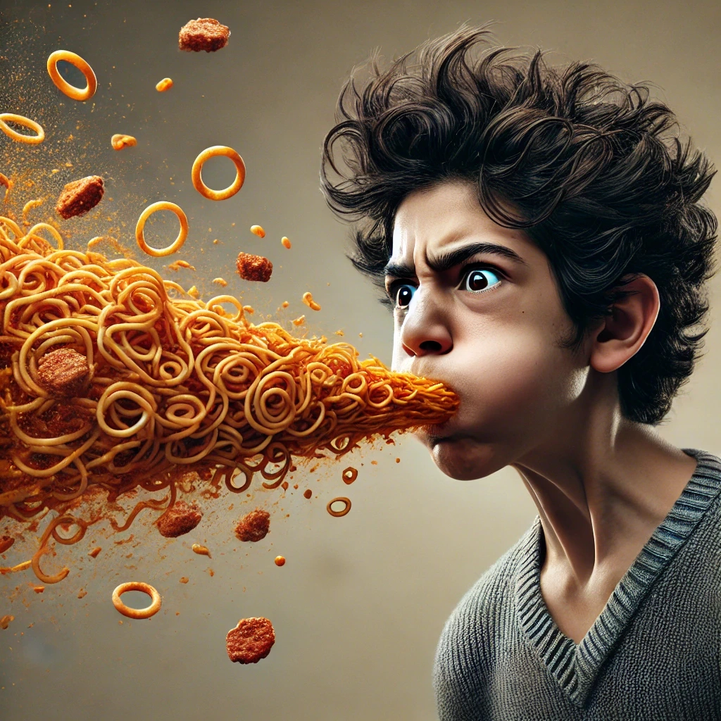 Projectile Vomiting SpaghettiOs and Meat Balls | Super idiotic power ...