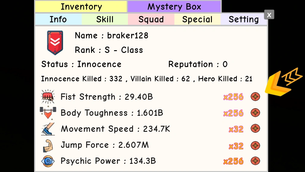 Player Stats | The Super Power Training Simulator Wiki | Fandom