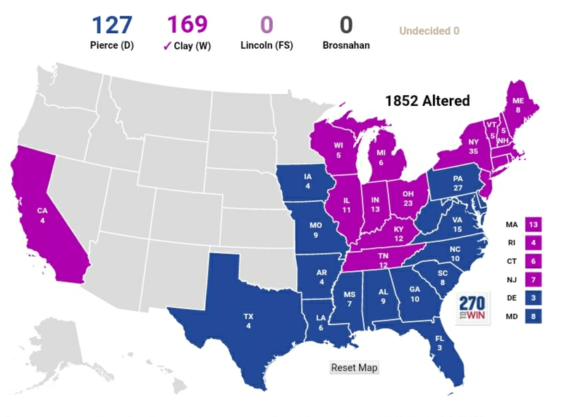 1852 United States Presidential Election | SV Mock Election History ...