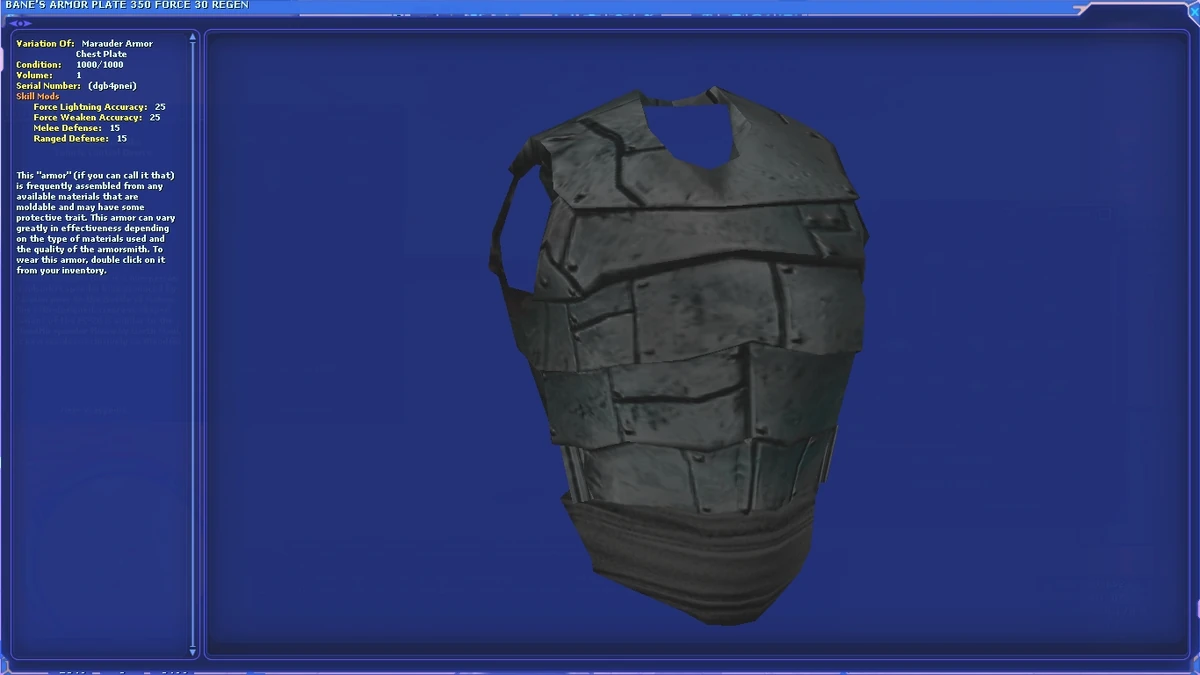 Bane's Armor Plate | SWG BloodfinEmu Wikia | Fandom