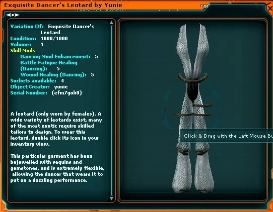 Exquisite Dancer's Leotard (Schematic) | SWG Wiki | Fandom