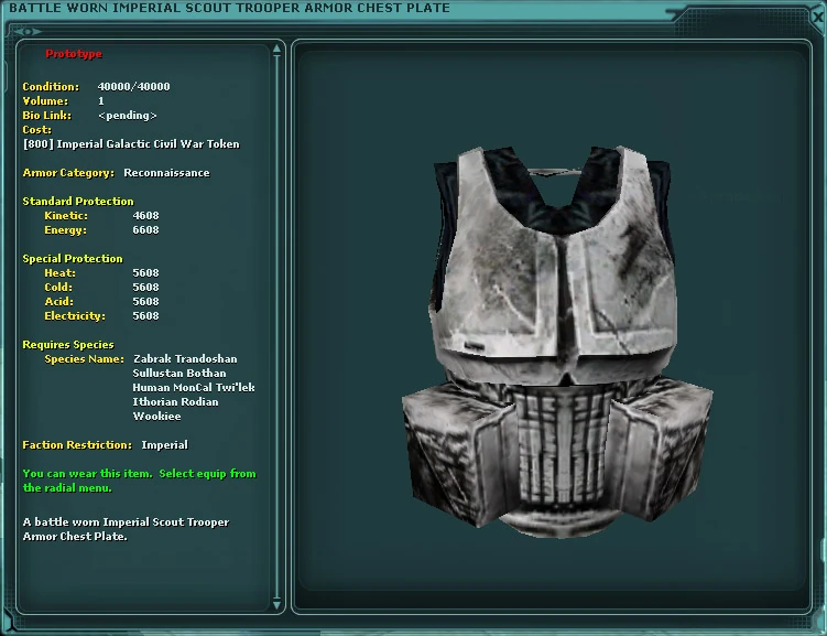 Battle Worn Imperial Scout Trooper Armor Chest Plate | SWG Wiki | Fandom
