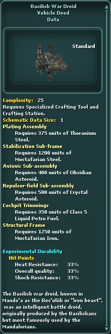 Basilisk War Droid (Schematic) | SWG Wiki | Fandom