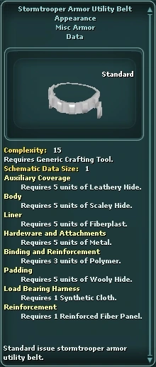 Stormtrooper Armor Utility Belt Appearance | SWG Wiki | Fandom