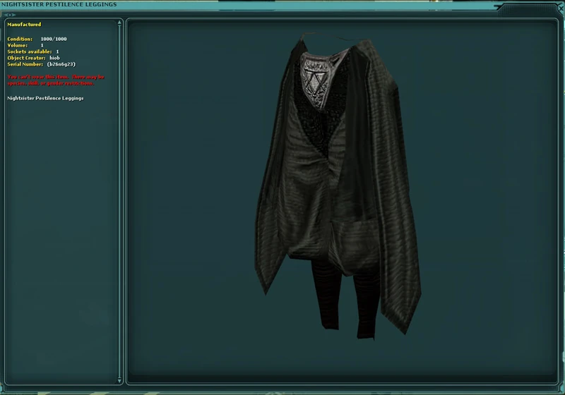 Nightsister Pestilence Leggings (leggings) | SWG Wiki | Fandom