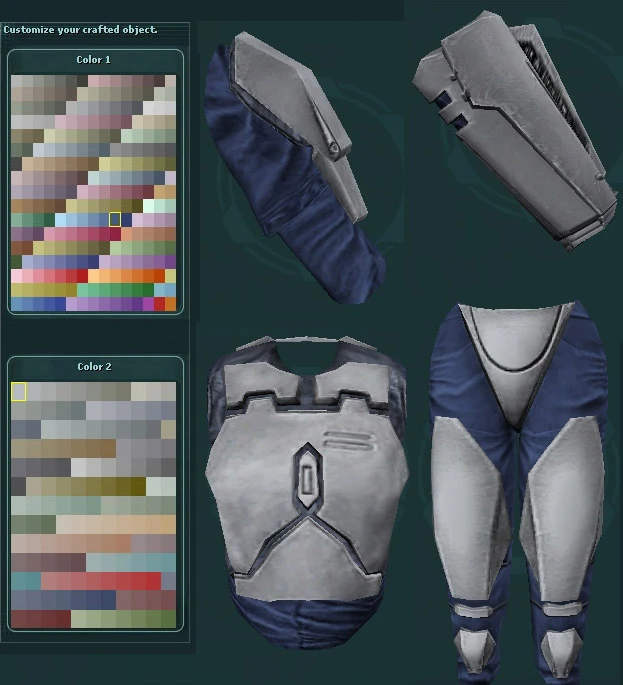 Mandalorian Chestplate, Leggings, Bracer, Bicep Palette | SWG Wiki | Fandom