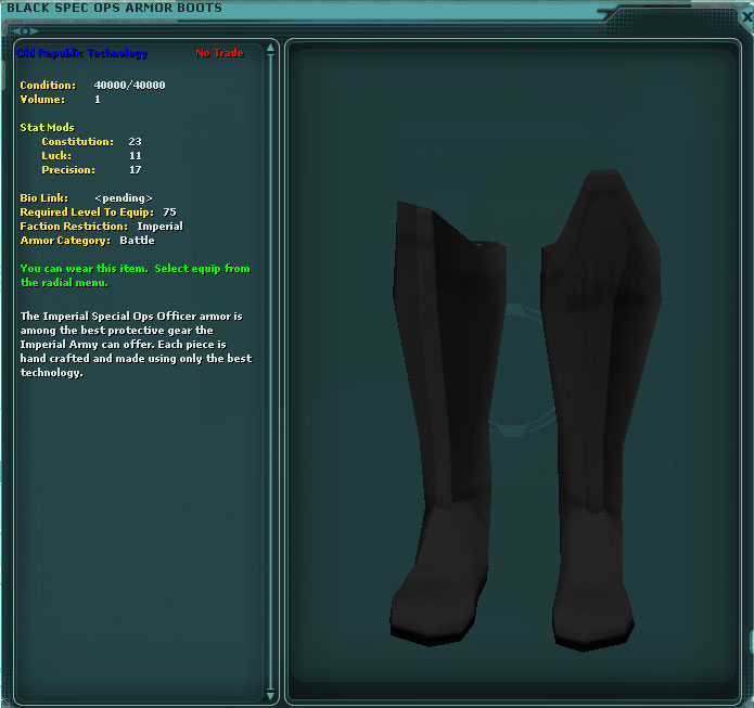 Black Spec Ops Armor Boots | SWG Wiki | Fandom