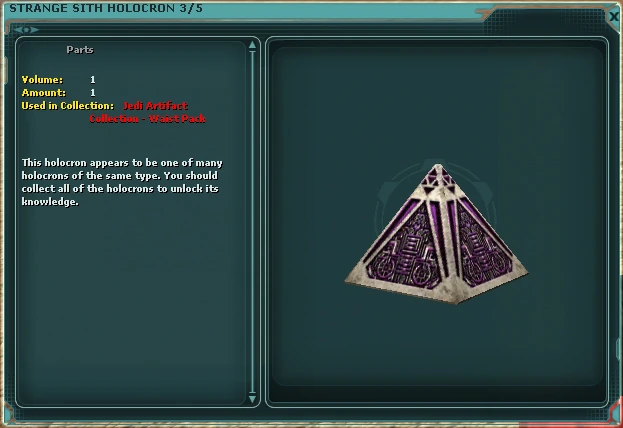 Strange Sith Holocron 3/5 (Waist Pack) | SWG Wiki | Fandom