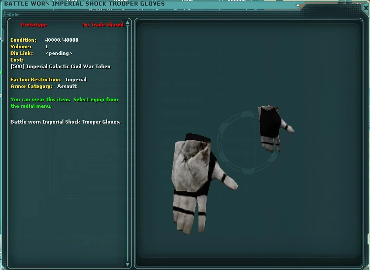 Battle Worn Imperial Shock Trooper Armor Gloves | SWG Wiki | Fandom