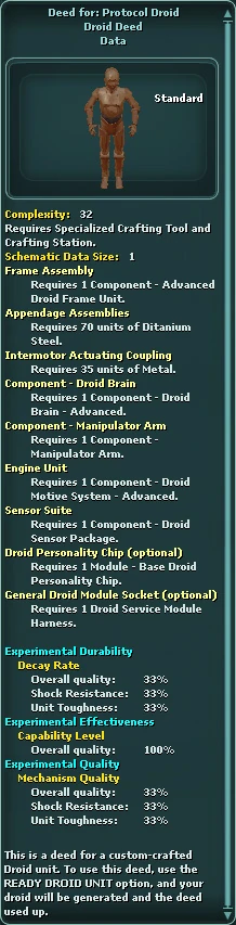 Deed for: Protocol Droid | SWG Wiki | Fandom