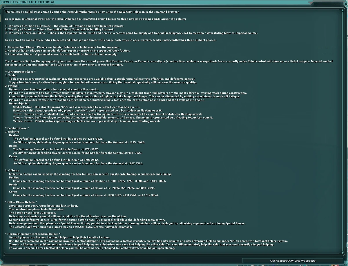 GCW City Conflict Tutorial | SWG Wiki | Fandom