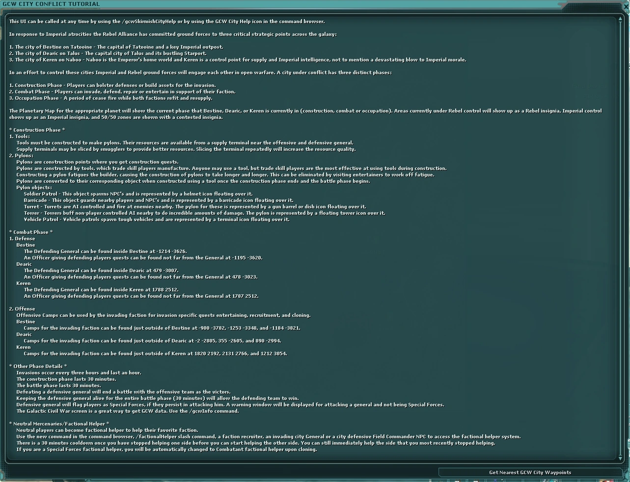 GCW City Conflict Tutorial | SWG Wiki | Fandom