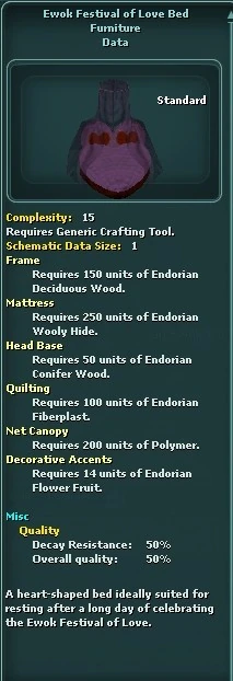 Schematic: 2011 Ewok Festival of Love Bed | SWG Wiki | Fandom