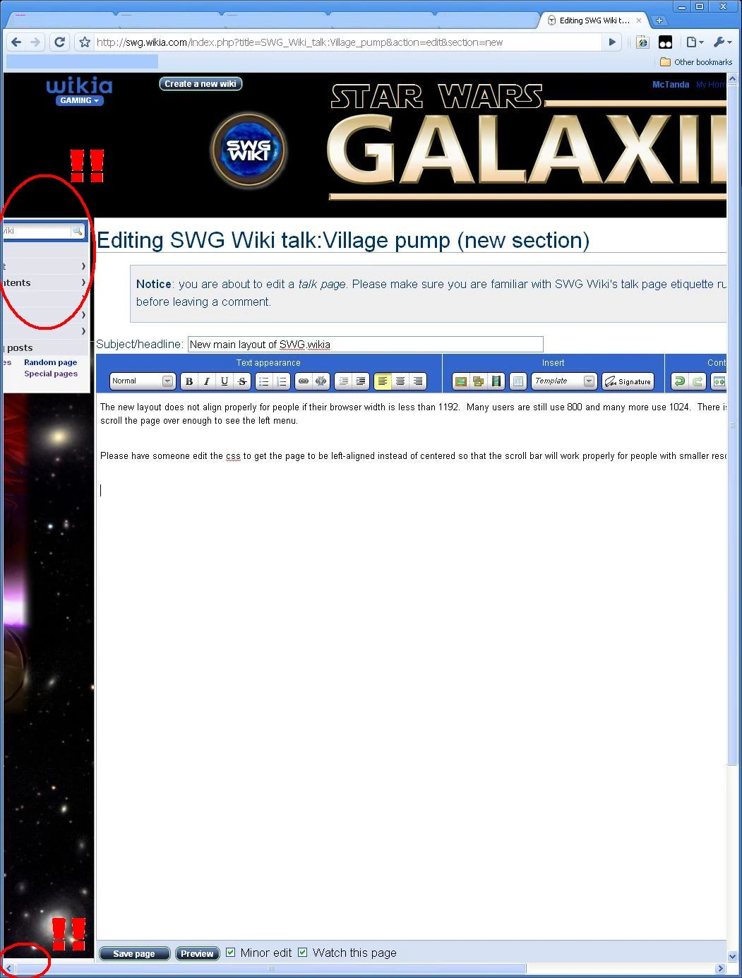 SWG Wiki talk:Village pump | SWG Wiki | Fandom