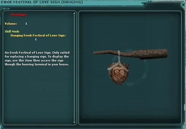 Ewok Festival of Love Sign (Hanging) | SWG Wiki | Fandom