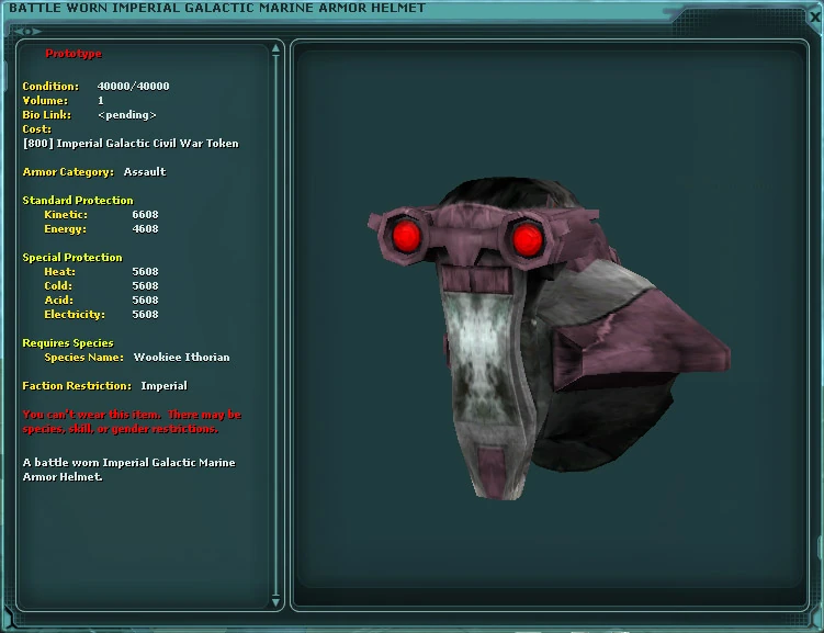 Battle Worn Imperial Galactic Marine Armor Helmet | SWG Wiki | Fandom