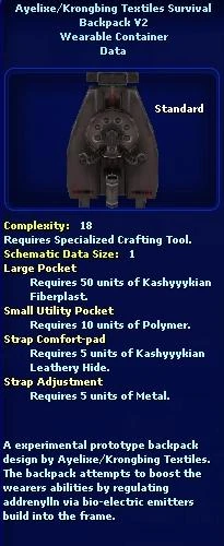 Ayelixe/Krongbing Textiles Survival Backpack V2 (Schematic) | SWG Wiki ...