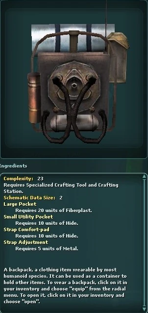 Military Travel Pack | SWG Wiki | Fandom