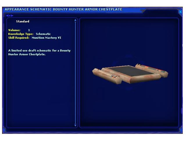 Appearance Schematic Bounty Hunter Chestplate | SWG Wiki | Fandom