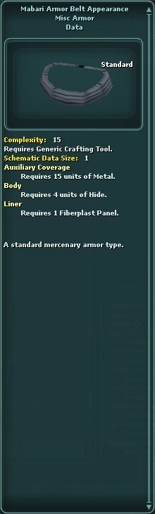 Mabari Armor Belt Appearance | SWG Wiki | Fandom