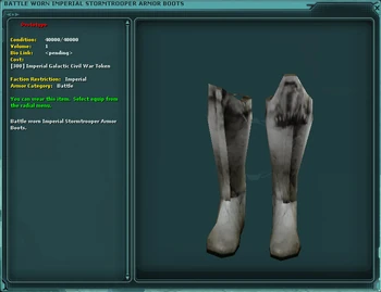 Battle Worn Imperial Stormtrooper Armor Boots | SWG Wiki | Fandom