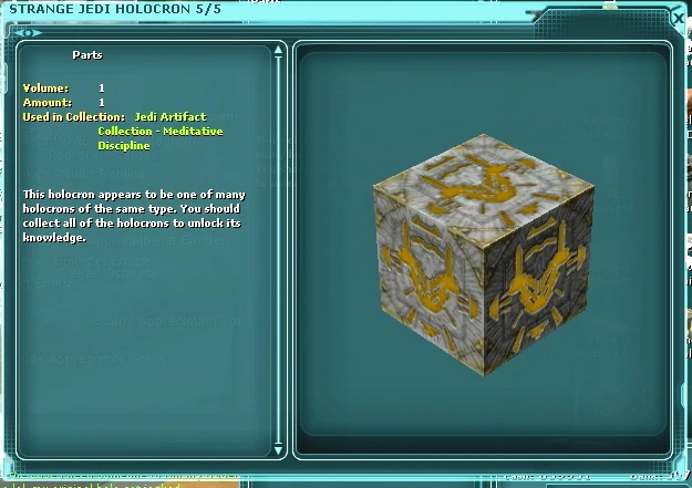 Strange Jedi Holocron 5/5 (Meditative Discipline) | SWG Wiki | Fandom