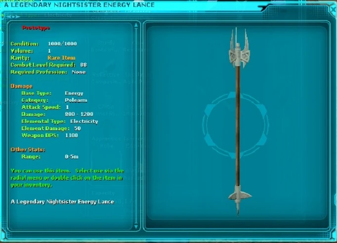 A Legendary Nighsister Energy Lance | SWG Wiki | Fandom