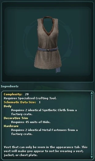 Appearance Tab Vest (invisible) | SWG Wiki | Fandom