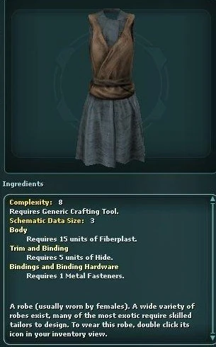 Plain Short Robe (Schematic) | SWG Wiki | Fandom