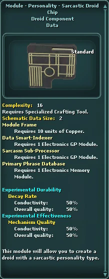 Module - Personality - Sarcastic Droid Chip | SWG Wiki | Fandom