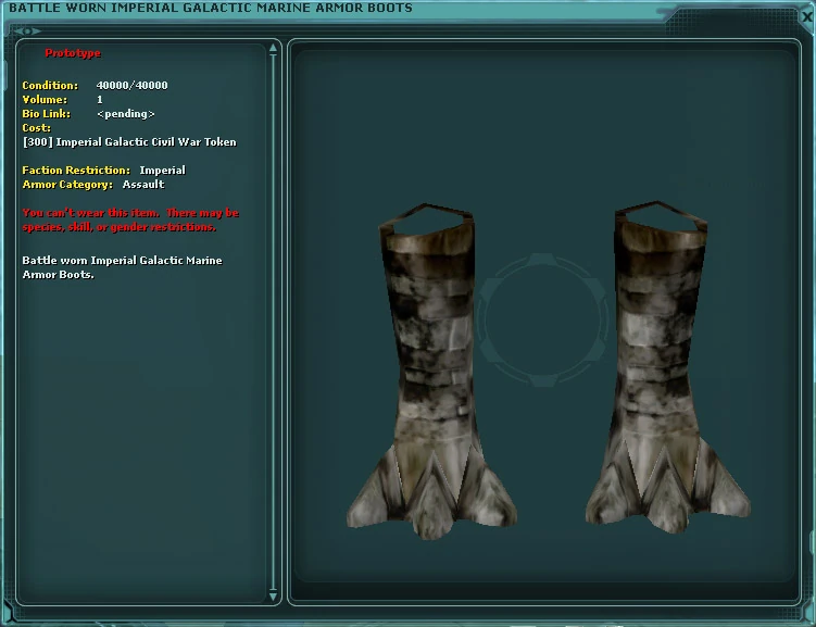 Battle Worn Imperial Galactic Marine Armor Boots | SWG Wiki | Fandom