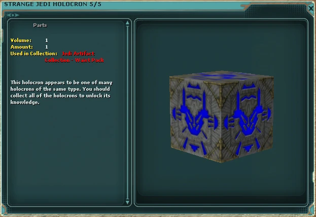 Strange Jedi Holocron 5/5 (Waist Pack) | SWG Wiki | Fandom