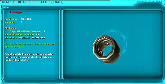 Bracelet of Inspired Status (right) | SWG Wiki | Fandom
