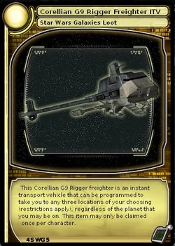 Corellian G9 Rigger Freighter ITV (card) | SWG Wiki | Fandom