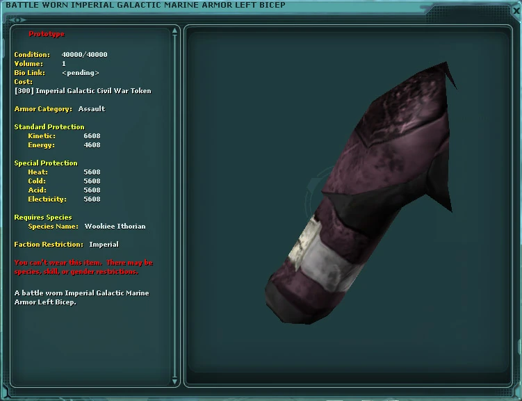 Battle Worn Imperial Galactic Marine Armor Left Bicep | SWG Wiki | Fandom