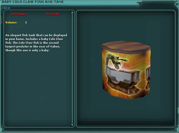 Baby Colo Claw Fish and Tank | SWG Wiki | Fandom