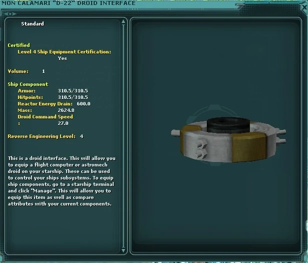 Mon Calamari "D-22" Droid Interface | SWG Wiki | Fandom