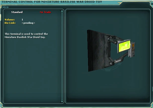 Terminal Control for Miniature Basilik War Droid Toy | SWG Wiki | Fandom