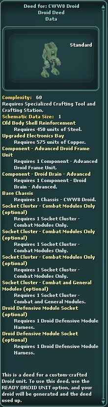 Deed for: CWW8 Droid | SWG Wiki | Fandom