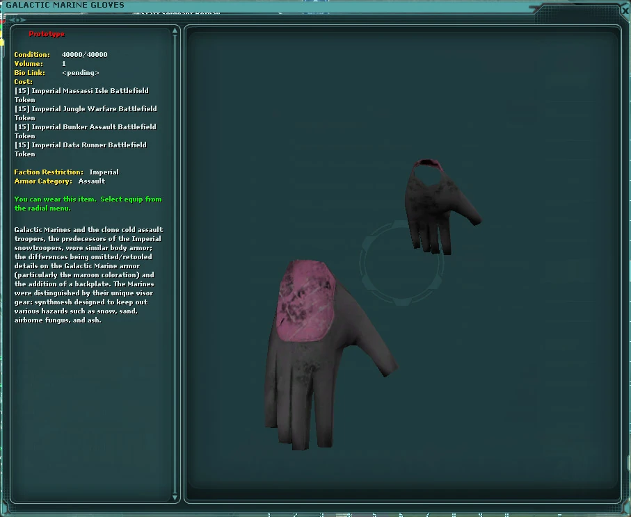 Galactic Marine Armor Gloves | SWG Wiki | Fandom