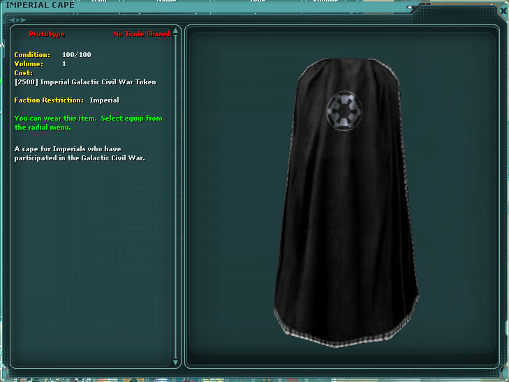 Imperial Cape | SWG Wiki | Fandom