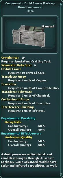 Component - Droid Sensor Package | SWG Wiki | Fandom