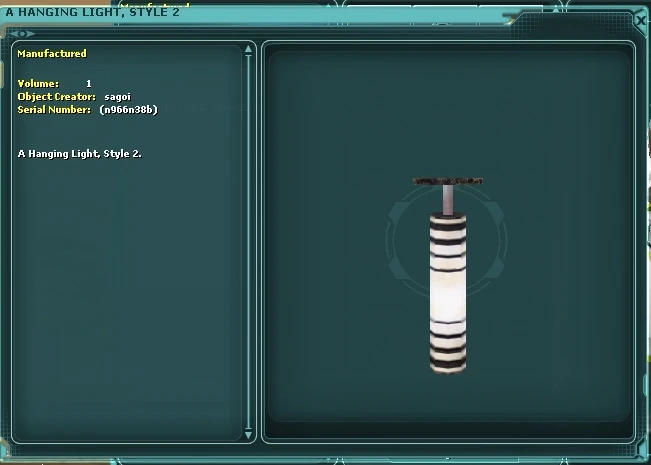 Schematic for a Hanging Light, Style 2 | SWG Wiki | Fandom