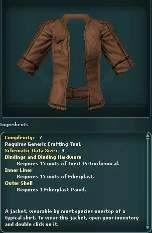 Shortsleeve Jacket (Schematic) | SWG Wiki | Fandom