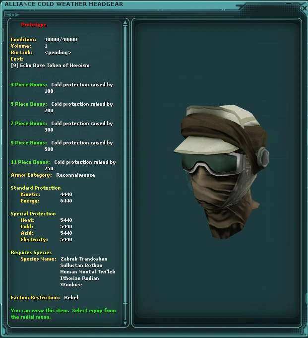 Alliance Cold Weather Headgear | SWG Wiki | Fandom