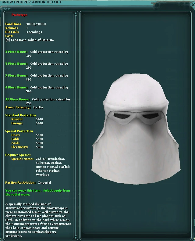 Snowtrooper Armor Helmet | SWG Wiki | Fandom